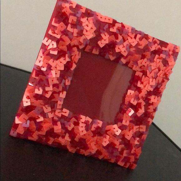 Other | Melon Blood Red Opalescent Square Sequined Frame | Poshmark